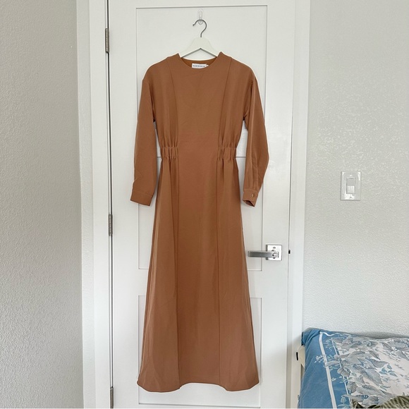 Dresses | Veiled Collection New Maxi Long Sleeve Dress Camel Taupe With ...